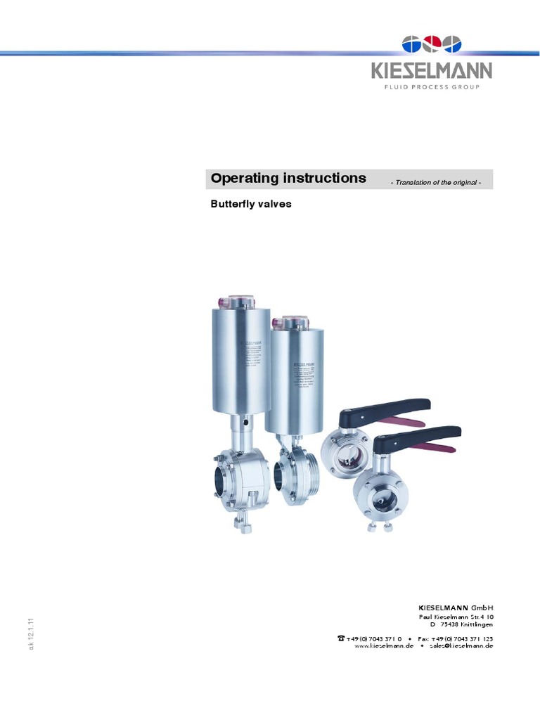 Kieselmann Butterfly Valves Instruktion | PDF | Leak | Valve