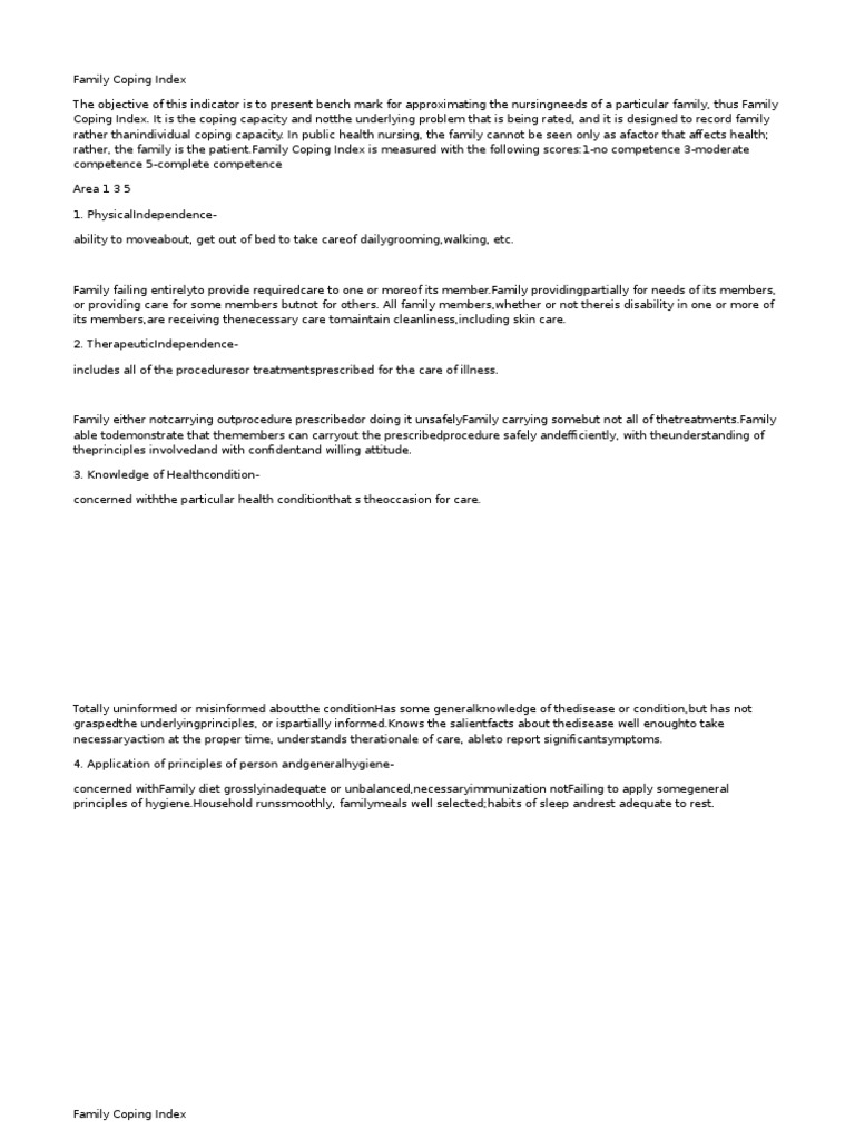 Family Coping Index | PDF | Coping (Psychology) | Competence (Human ...