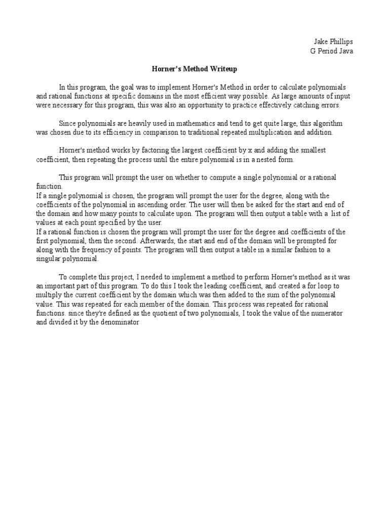 Horner's Method | PDF | Polynomial | Computer Program