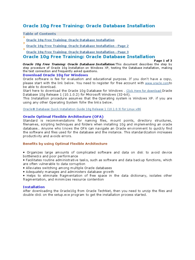 Oracle 10g Install | PDF | Oracle Database | Installation (Computer ...