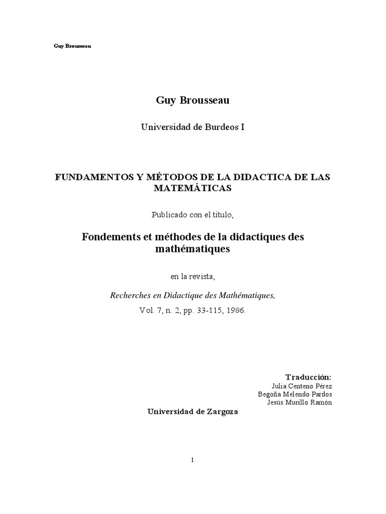 Brousseau, G. Fundamentos y Métodos de La Didáctica de Las Mat Univ ...