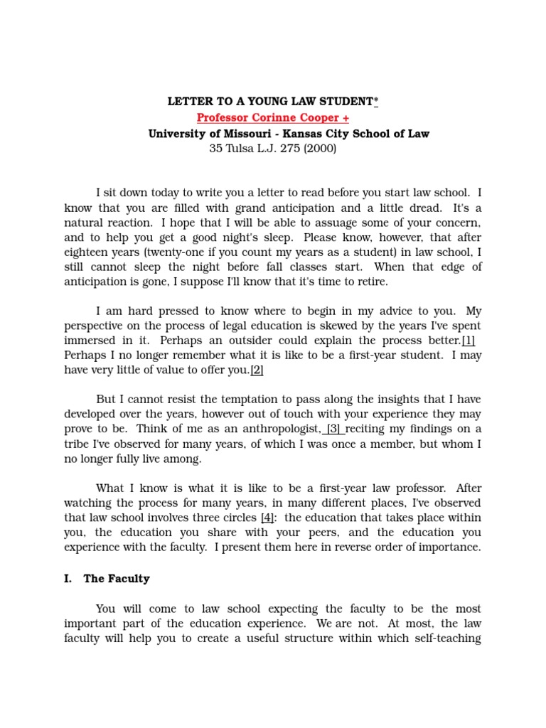 LETTER To Young Law Student | PDF | Bankruptcy | Lawyer