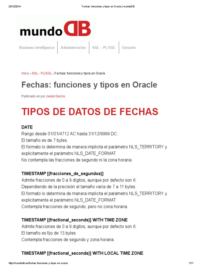 Fechas, Funciones y Tipos en Oracle | PDF | Oracle Corporation | Pl / Sql