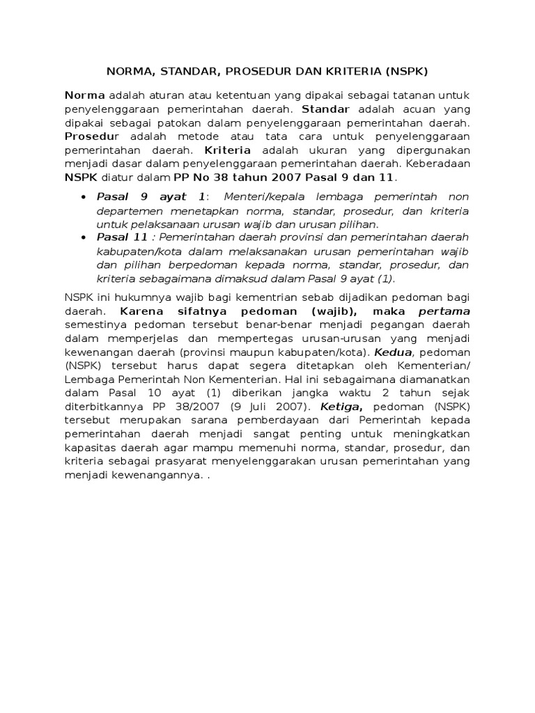 Pengertian NSPK | PDF