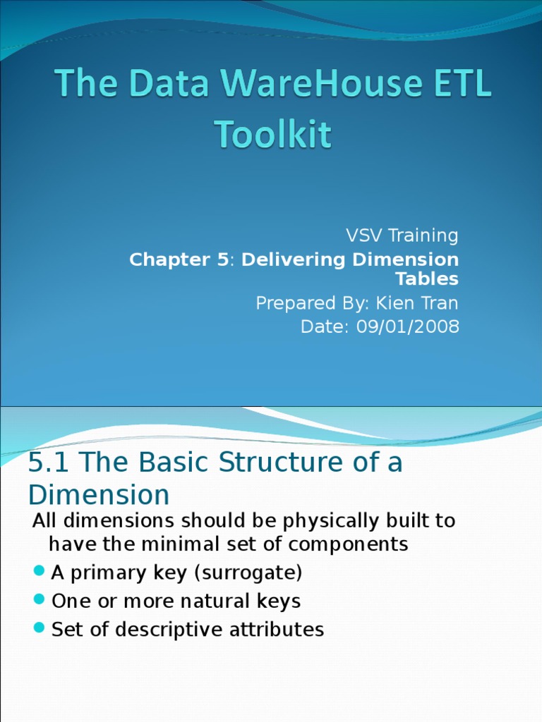 The Data WareHouse ETL Toolkit - Chapter 05 | PDF | Computer Data ...