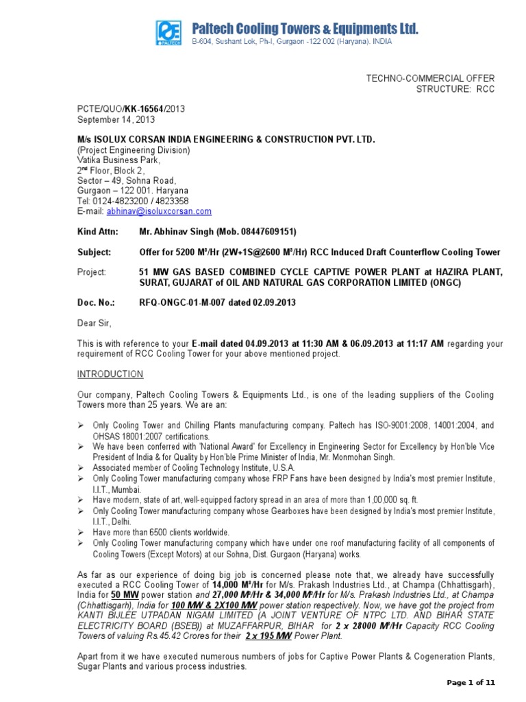 Cooling Tower Paltech | PDF | Mechanical Fan | Power Station