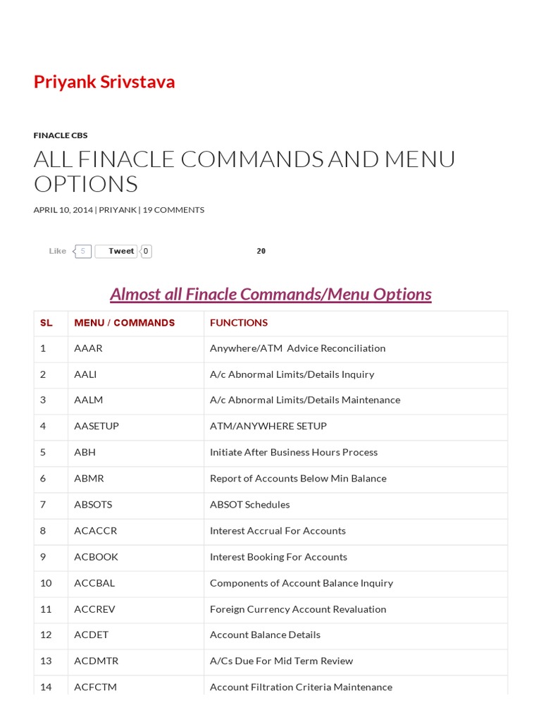 All Finacle Commands Pdf Debits And Credits Transaction Account
