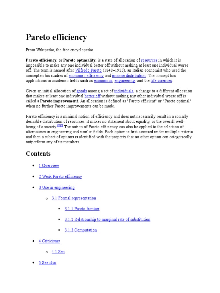 Pareto Efficiency | PDF | Pareto Efficiency | Economic Theories
