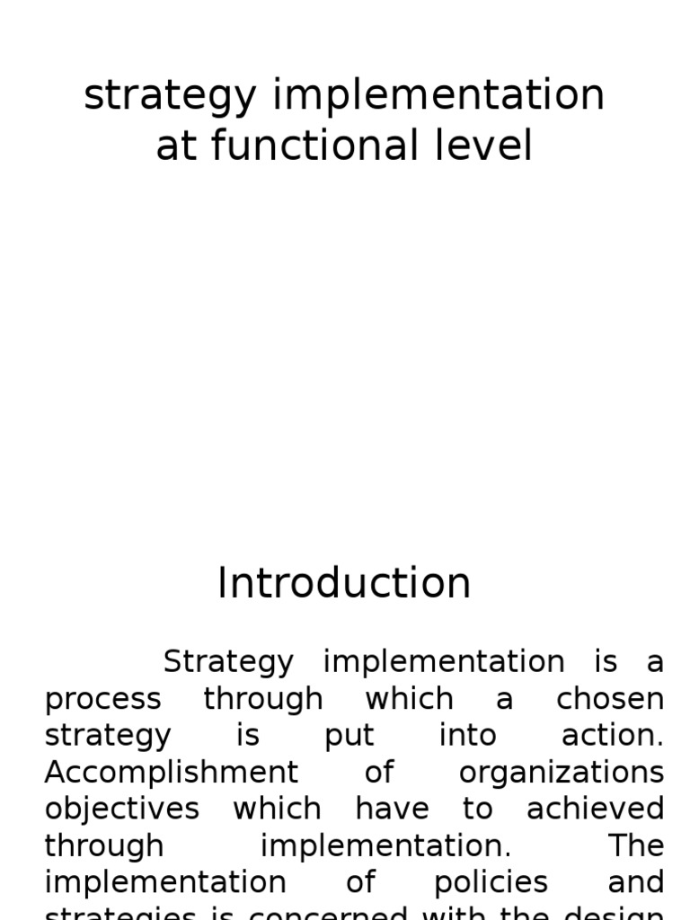 Strategy Implementation at Functional Level | PDF | Strategic ...
