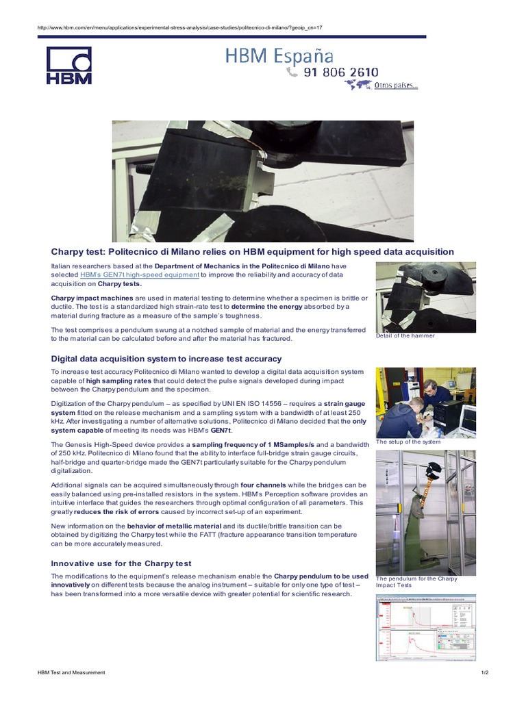 Charpy Test With Genesis HighSpeed Data Acquisition Modules From HBM ...