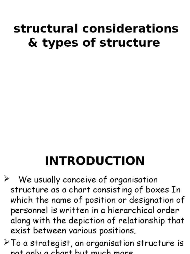 Structural Considerations & Types of Structure | PDF | Organizational ...