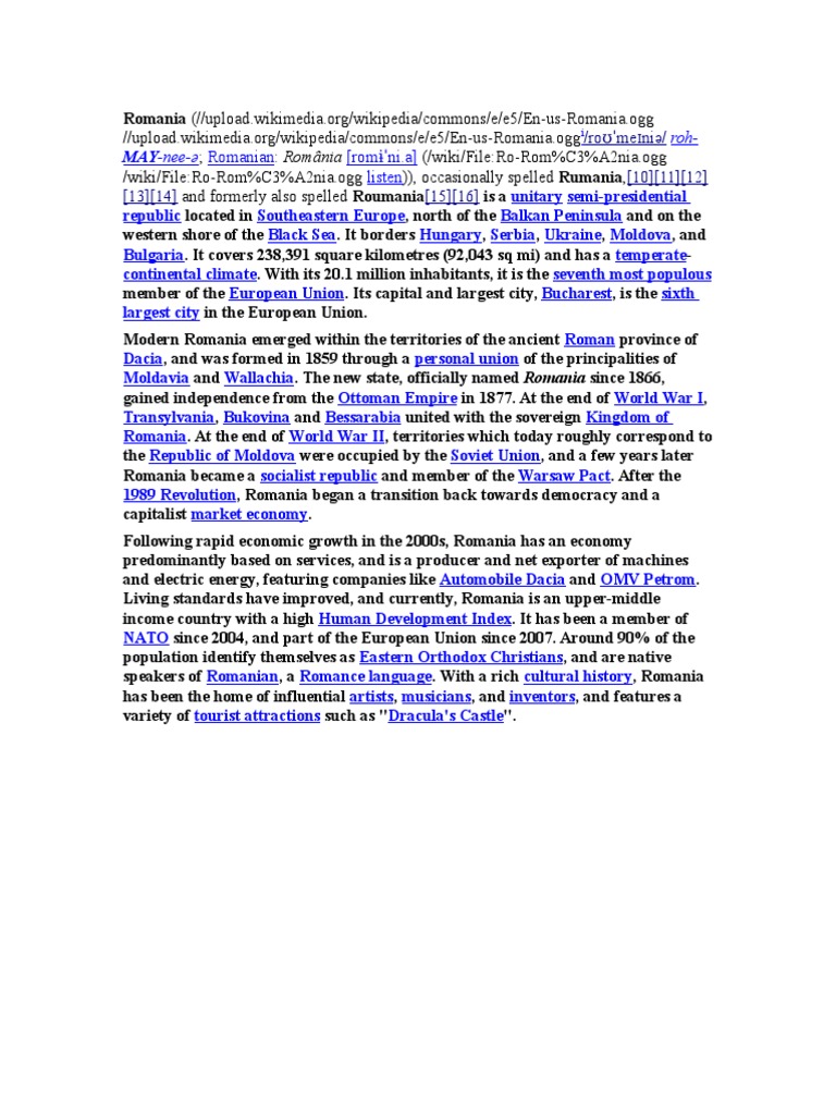 Romania | PDF | Classics