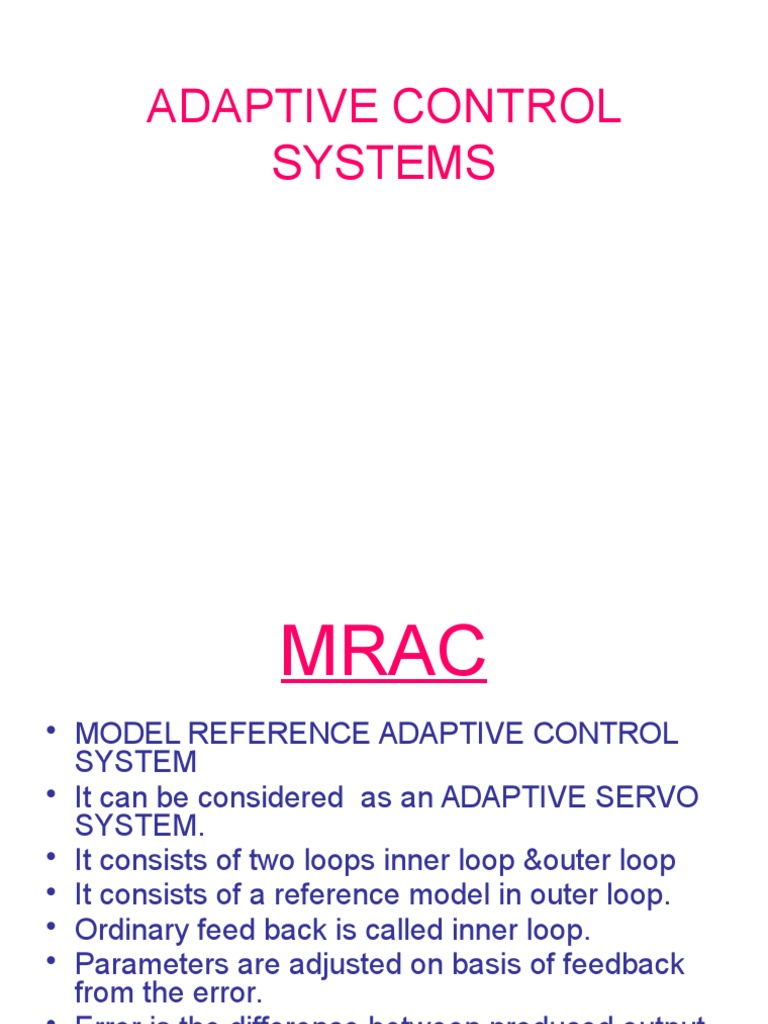 Adaptive Control 2 | PDF | Loss Function | Control Theory