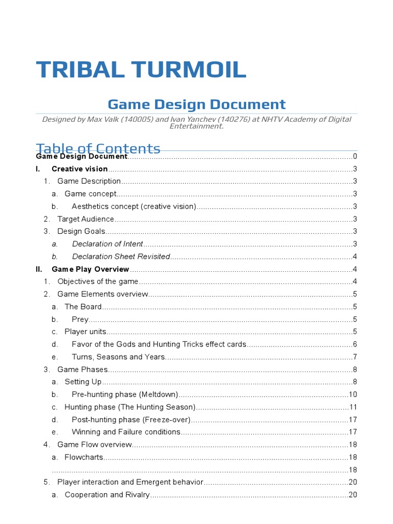 Board Game Design Document | PDF | Hunting | Game Design