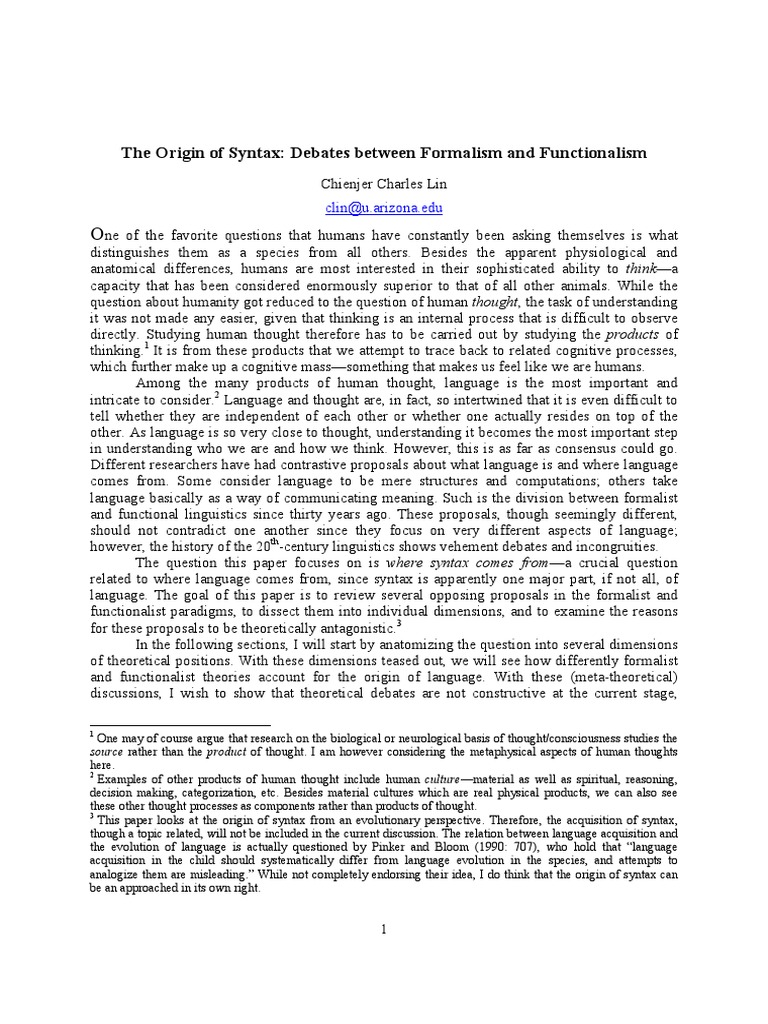 Origin of Syntax | PDF | Linguistics | Syntax