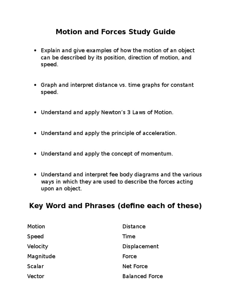 Motion and Forces Study Guide | PDF