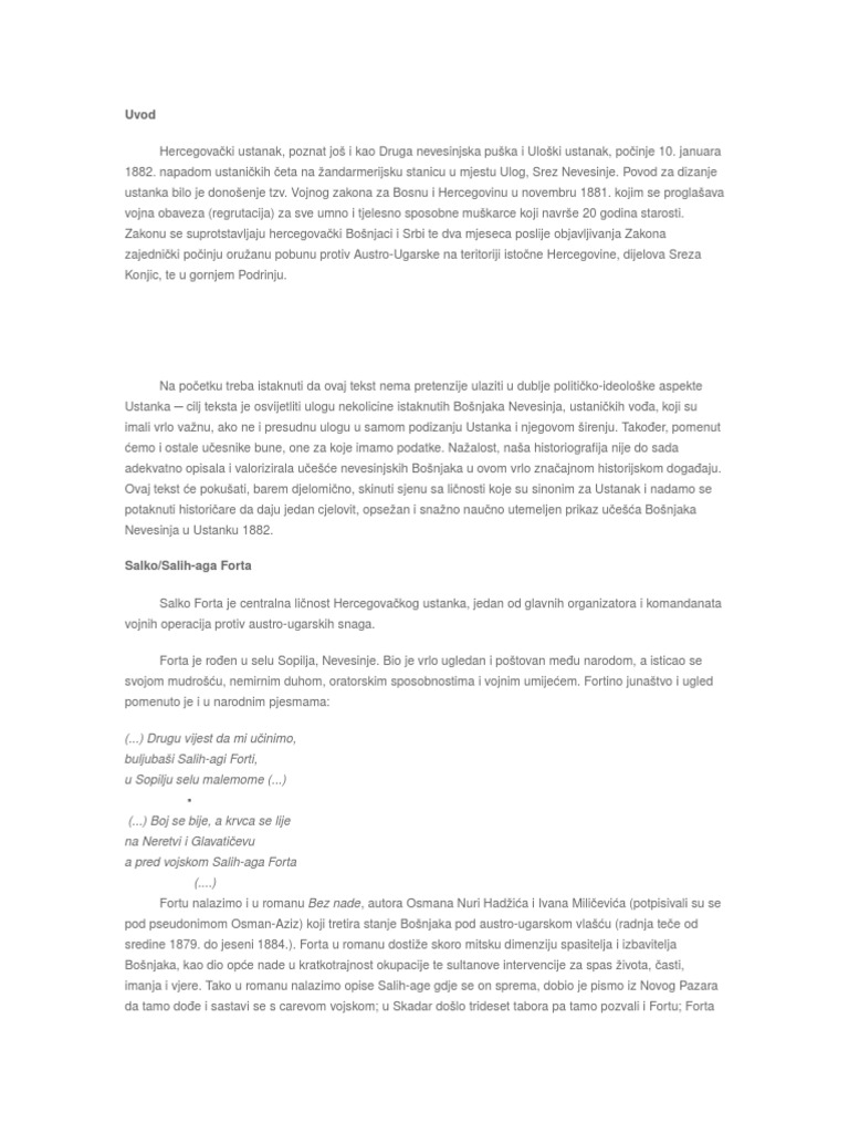 Hercegovački Ustanak 1882-Ulog | PDF