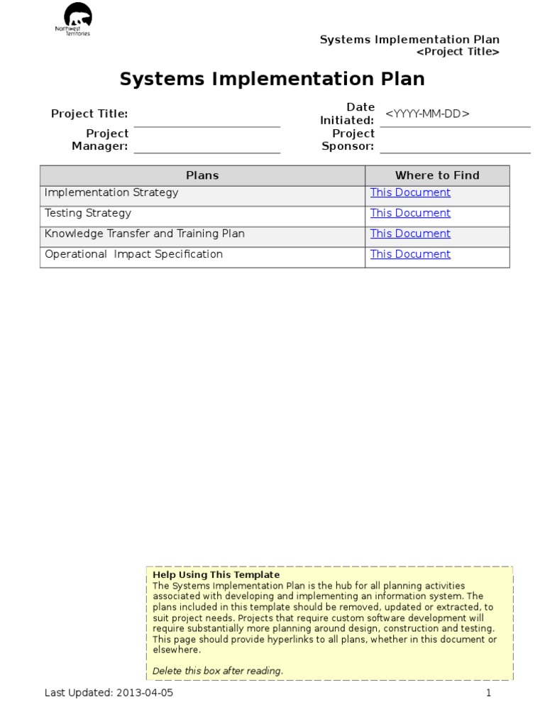 Systems Implementation Plan | Download Free PDF | Implementation ...