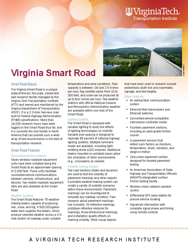 Virginia Smart Road: A Virginia Tech Research Institute | PDF | Road ...