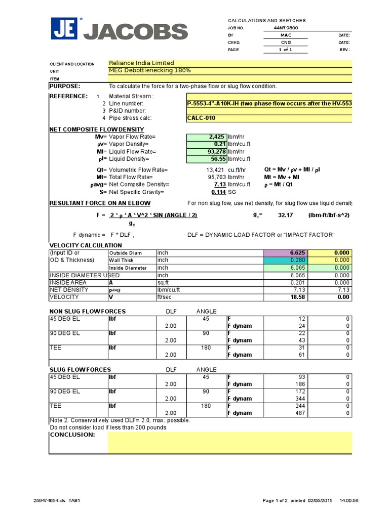Slug Force Calculation - MEA LINES | PDF