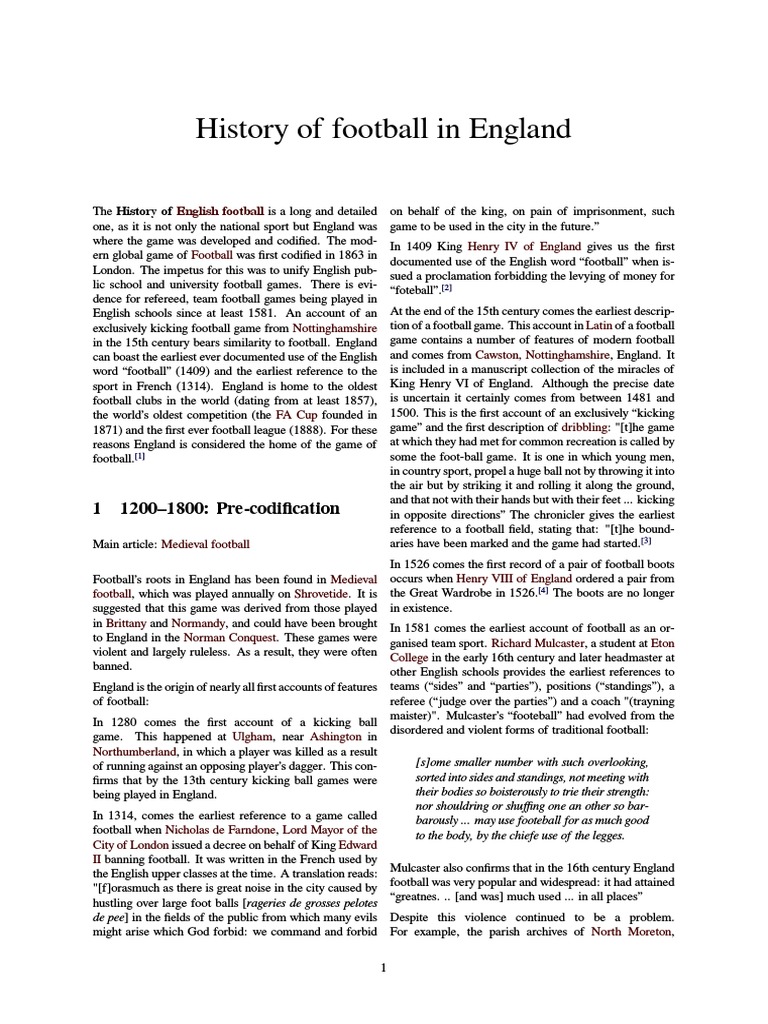 History of Football in England | PDF | English Football League ...