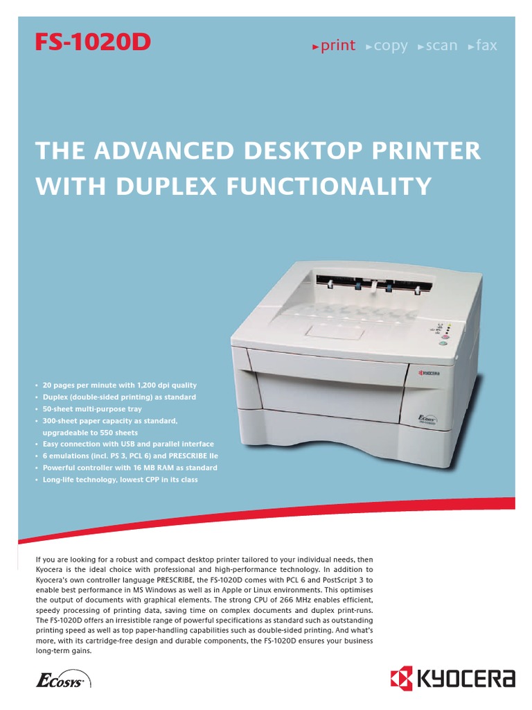 FS-1020D DS en PDF | PDF | Printer (Computing) | Typefaces