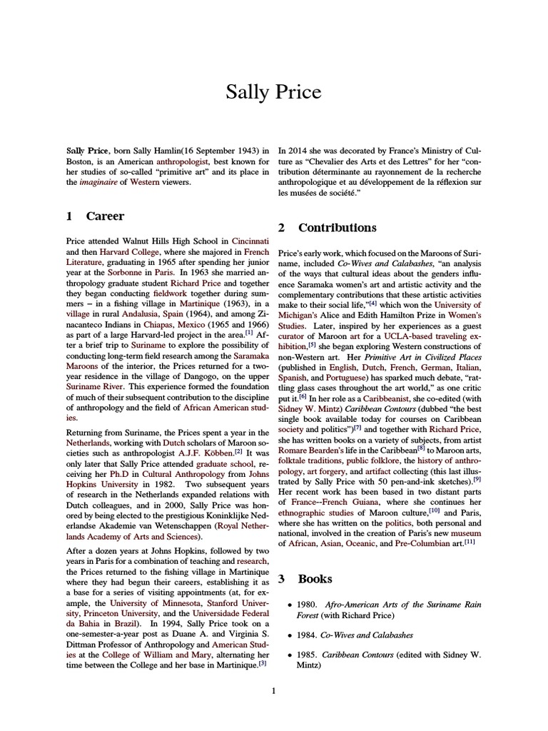 Sally Price Biografia | PDF | Museology | Academia
