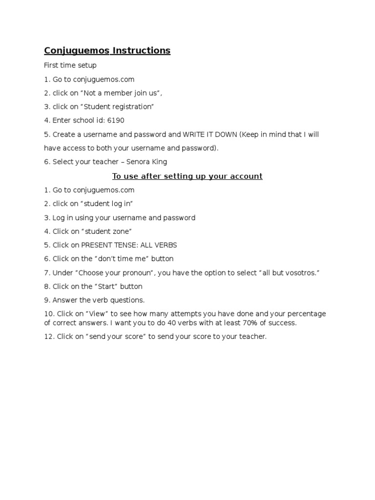 Conjugemos Instructions | PDF | Career & Growth