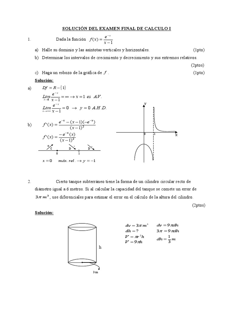 Soluci N EXAMEN FINAL DE C-LCULO I | PDF | Ciencia y matemáticas