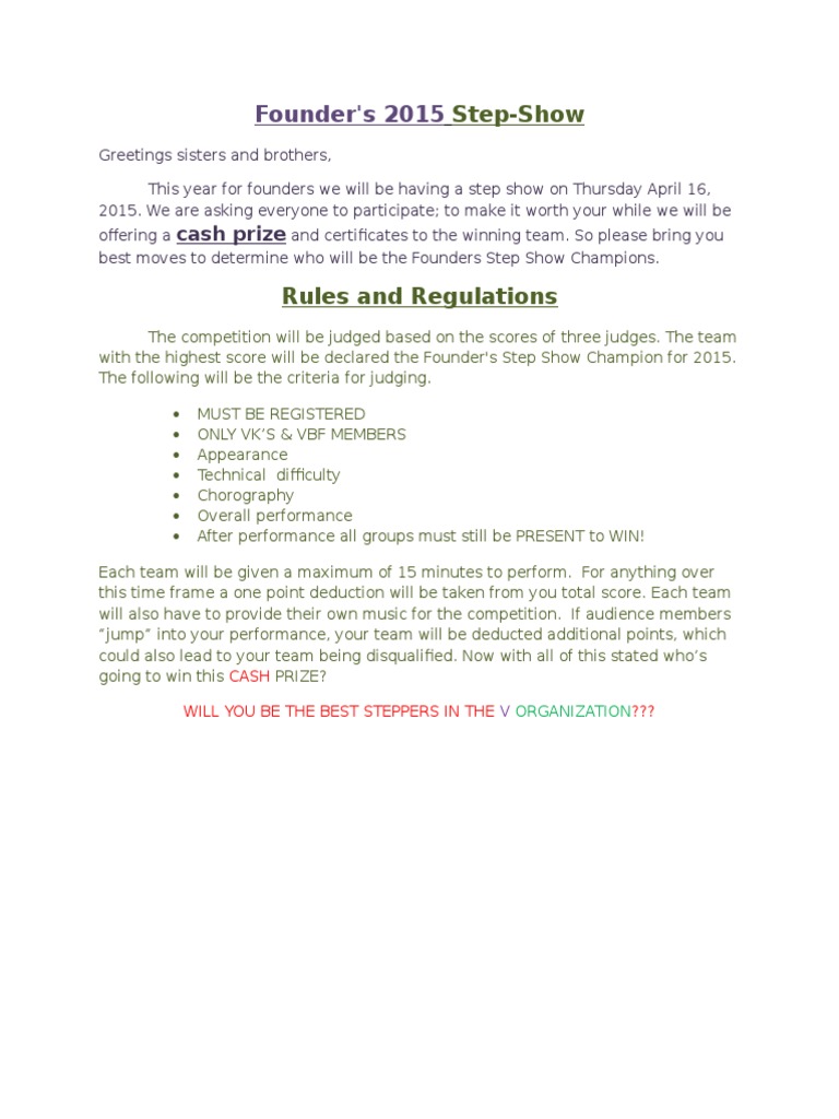 Step Show Rules | PDF