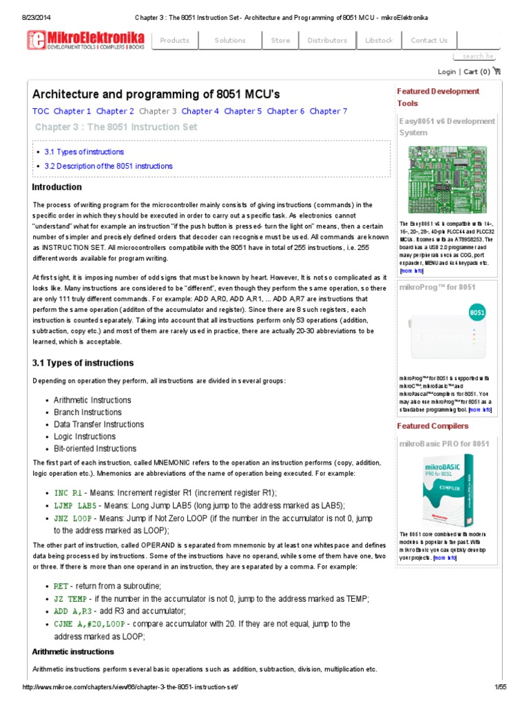 Chapter 3 The 8051 Instruction Set - Architecture and Programming of 8051 MCU - MikroElektronika ...