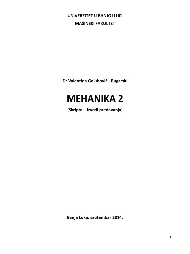 Skripta - Mehanika 2 PDF | PDF