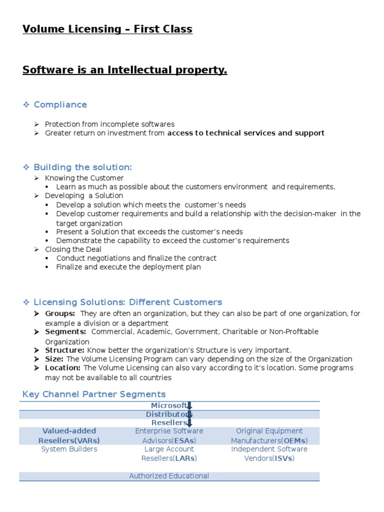 Volume Licensing - First Class | PDF | License | Intellectual Works