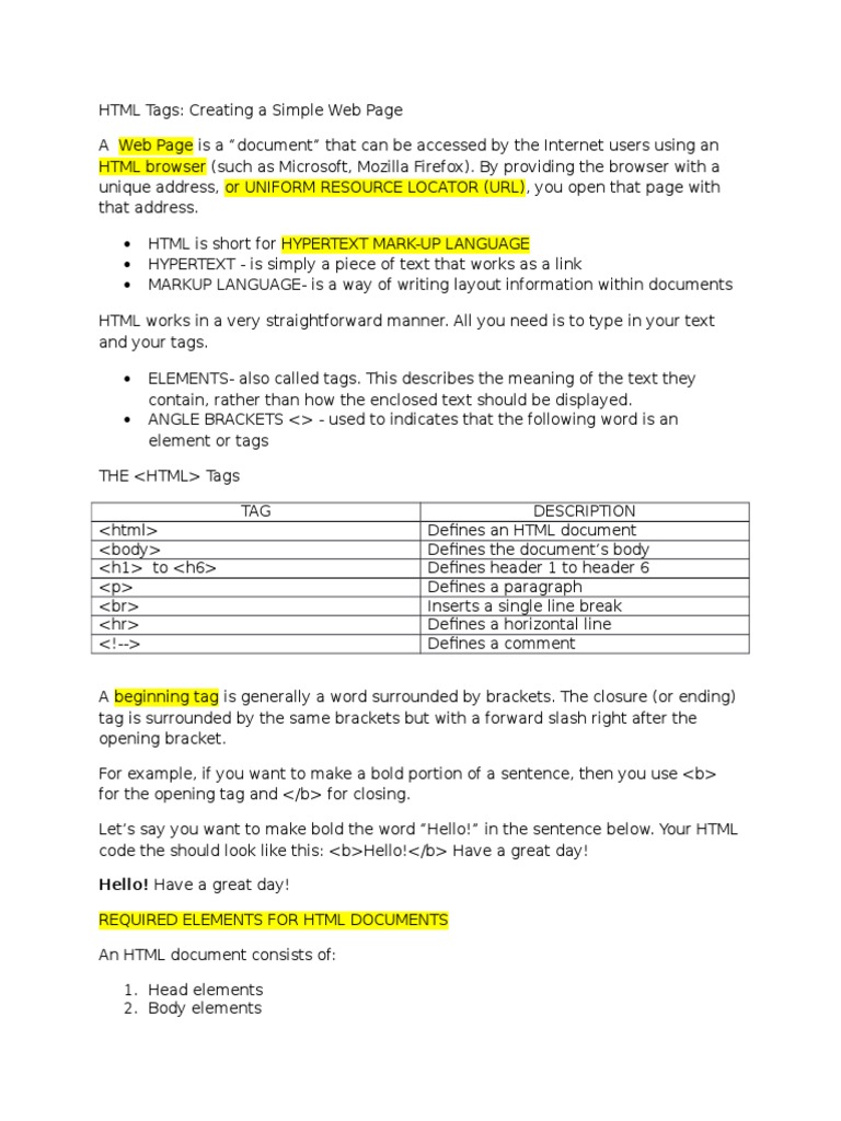 HTML Tags | PDF | Html Element | Html