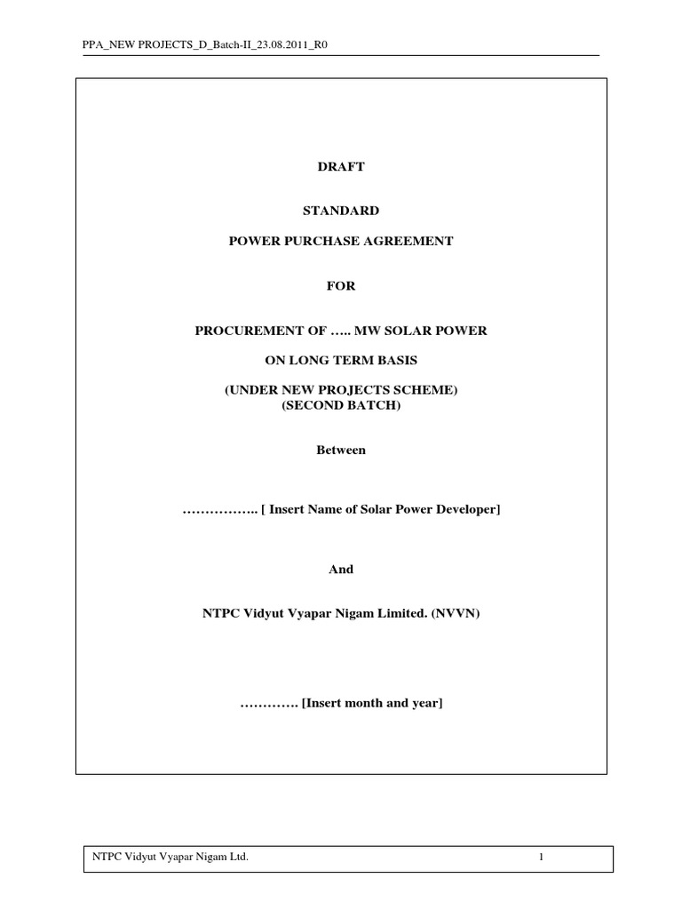 PPA Format - India | PDF | Invoice | Solar Power