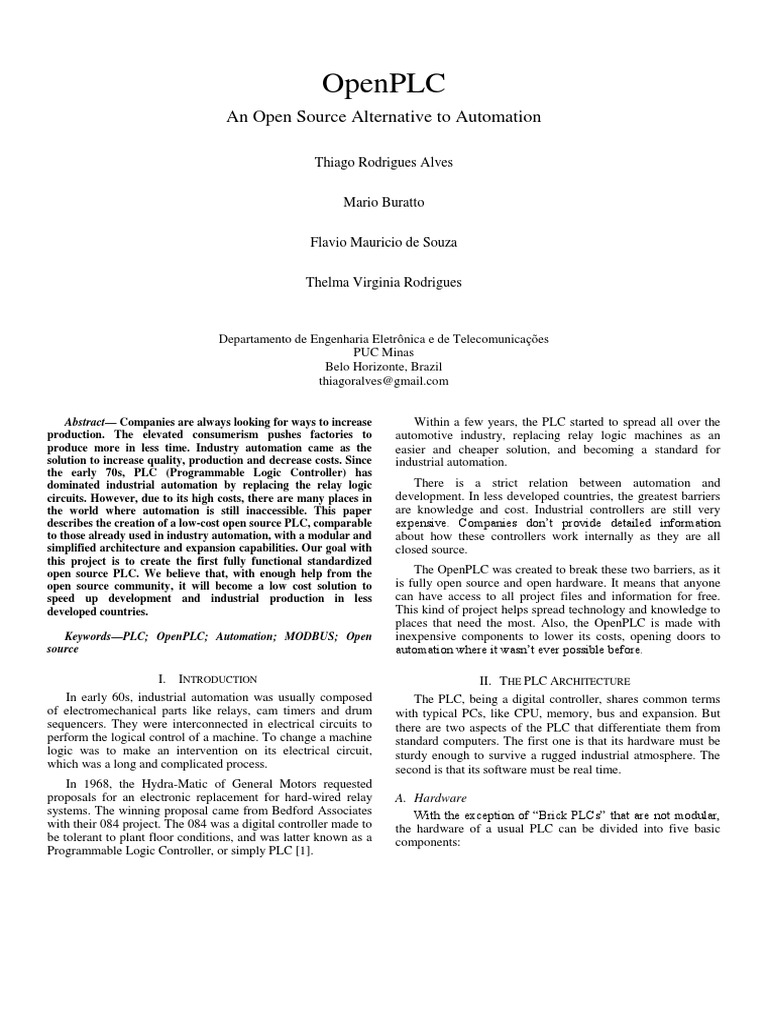 IEEE Conference OpenPLC | PDF | Programmable Logic Controller | Computer Architecture