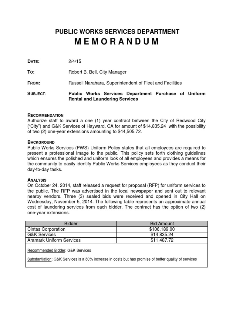 Uniform Memorandum | PDF | Request For Proposal | Government