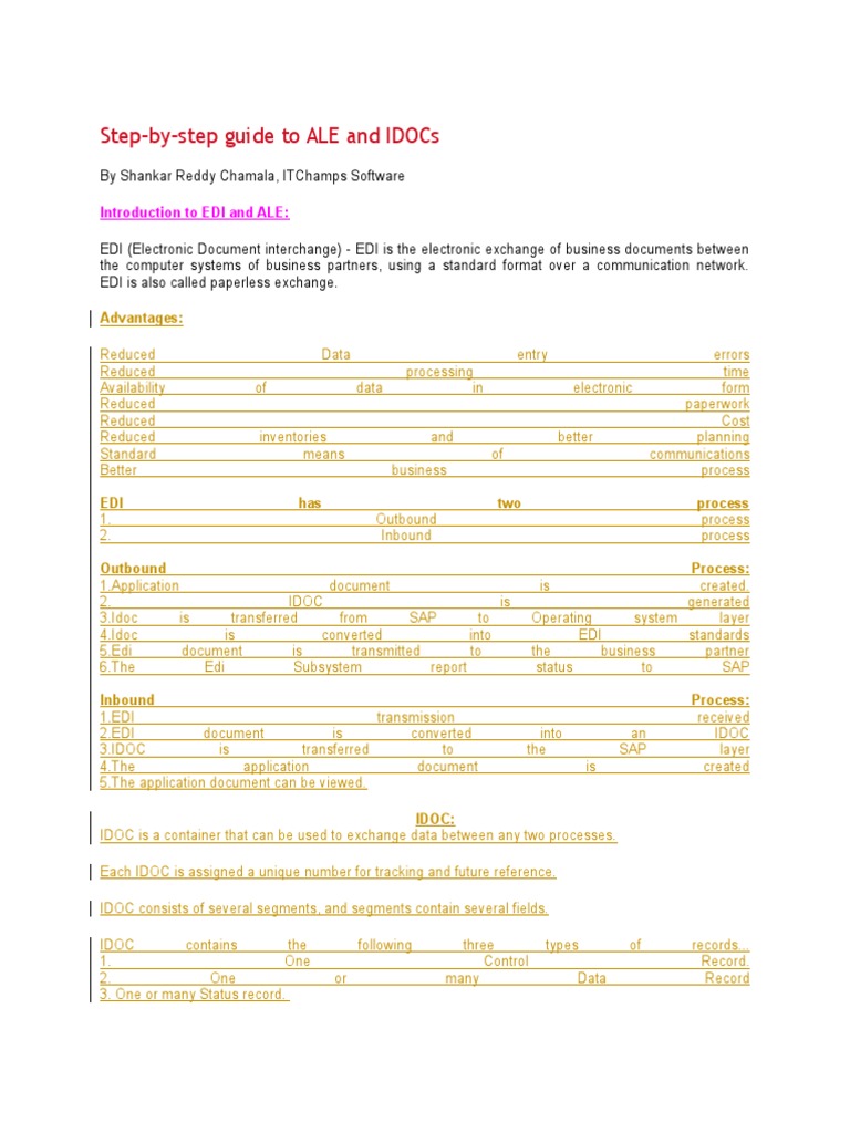 Step For Ale Idoc | PDF | Electronic Data Interchange | Port (Computer Networking)