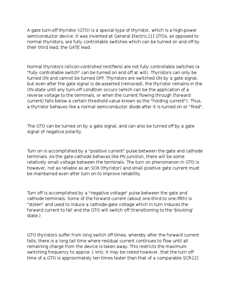 Gto | PDF | Components | Power Electronics