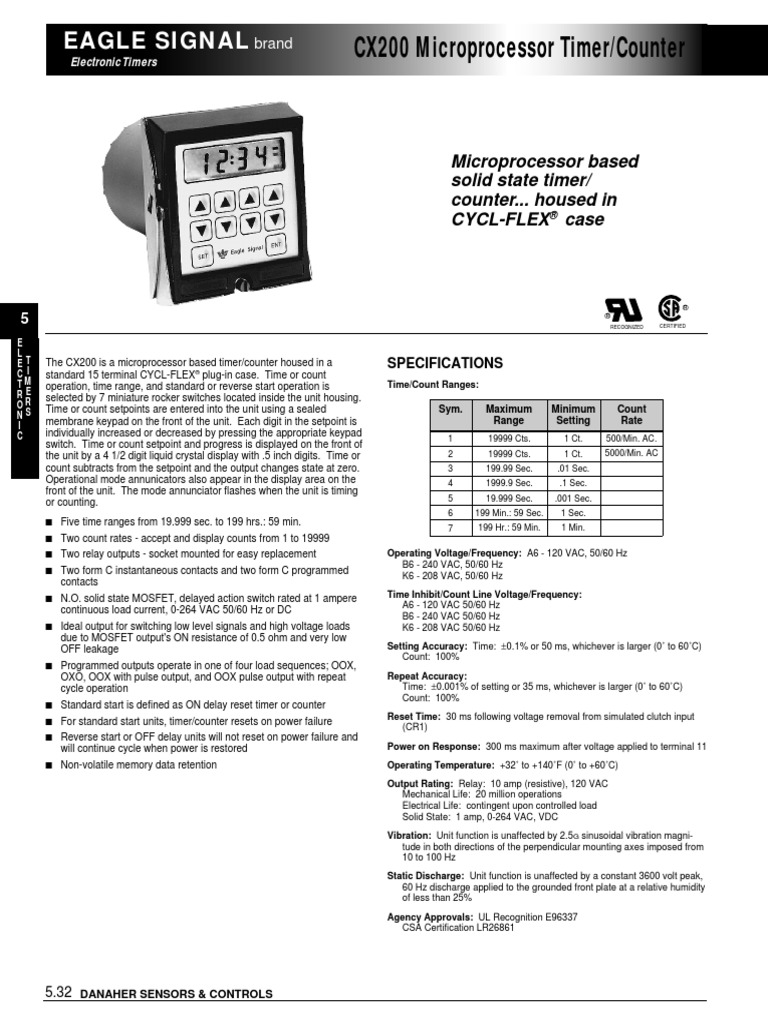 CX200 Microprocessor Preset Timer-Counter | PDF | Relay | Switch