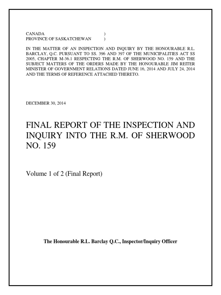 RM of Sherwood Reeve Kevin Eberle Removed For Conflict of Interest ...