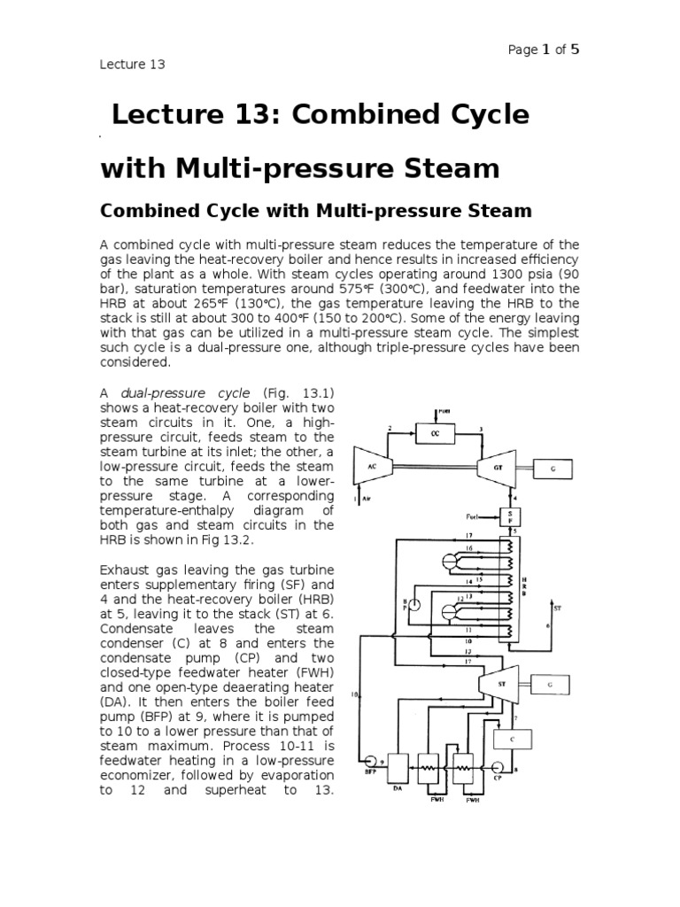 Lecture13-CombinedCycle With MP Steam | PDF | Steam | Gasification