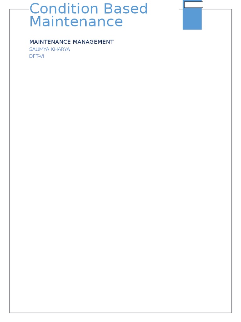 Condition Based Maintenance | PDF | Reliability Engineering ...