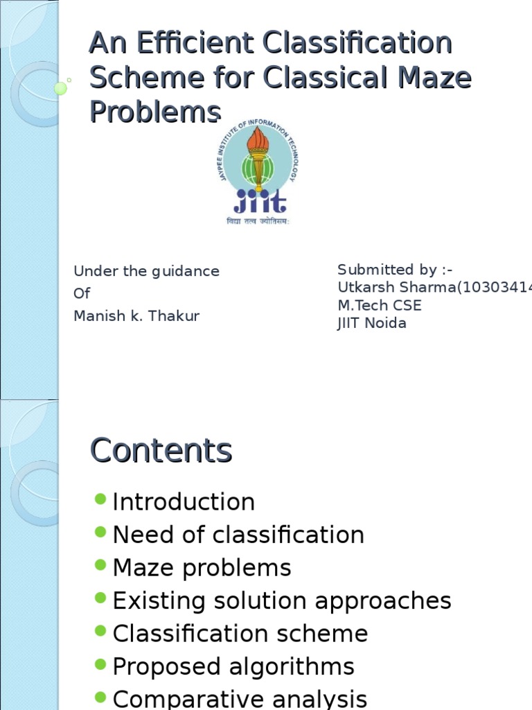 An Efficient Classification Scheme For Classical Maze Problems | PDF ...