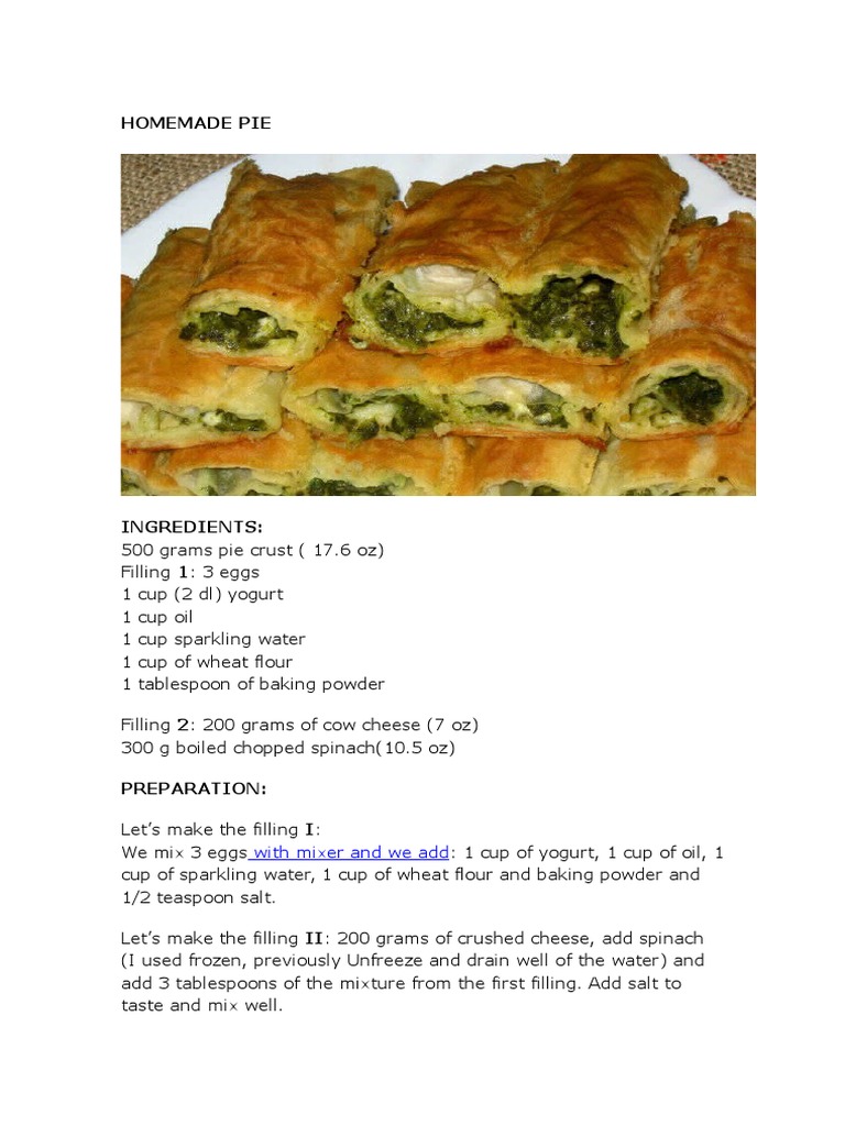 Spinach & Cheese Pie Recipe | PDF