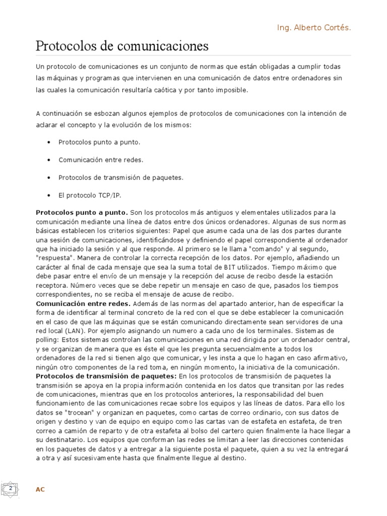 Protocolos de Comunicaciones | PDF | Protocolos de internet ...