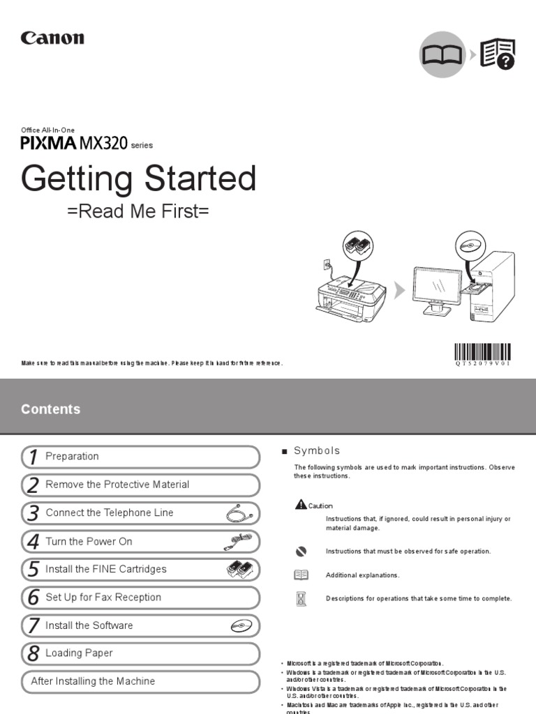 Getting Started Canon Mx320 Gs | PDF | Installation (Computer Programs ...