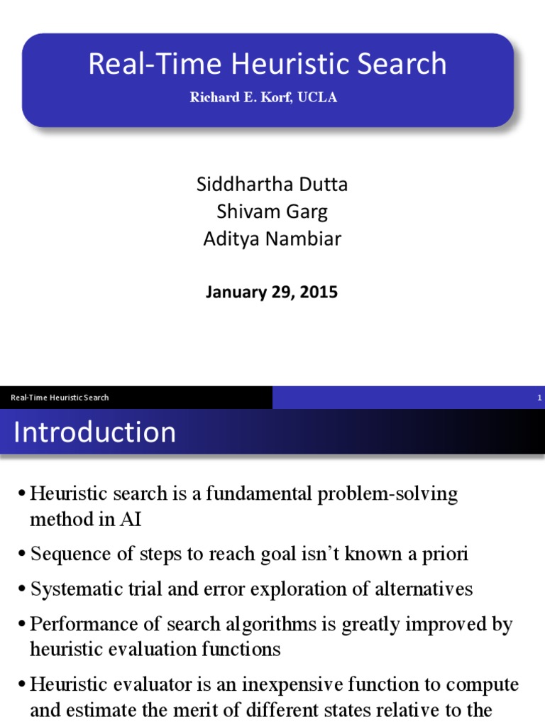 Real Time Heuristic Search | PDF | Applied Mathematics | Algorithms