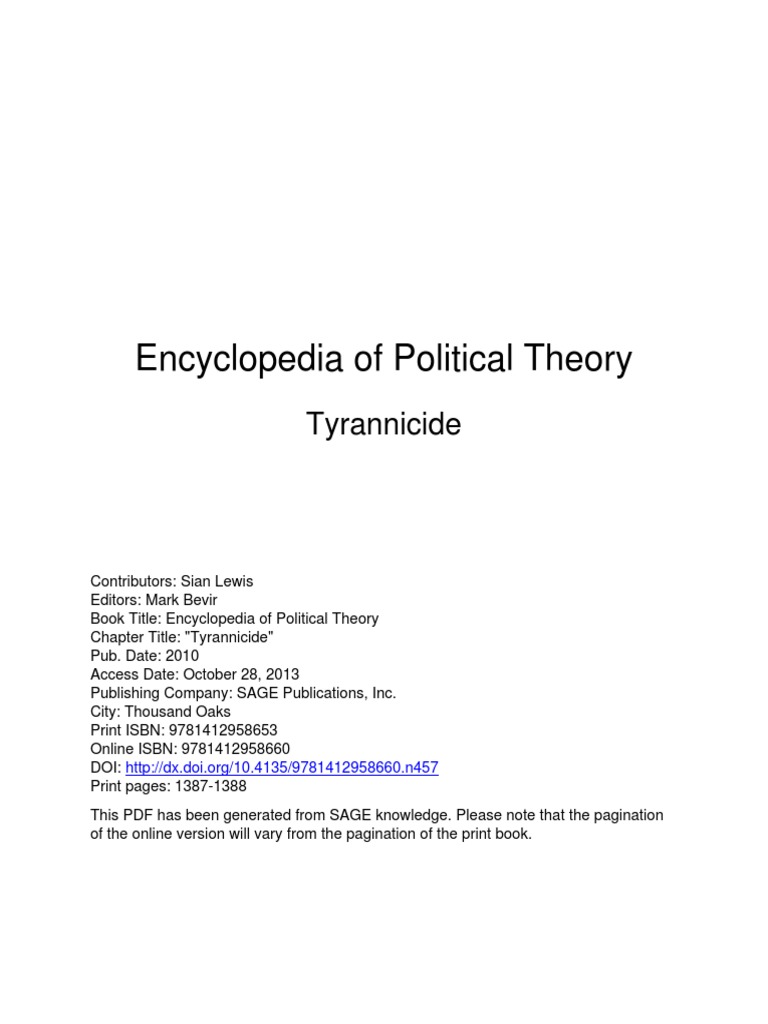 Tyrannicide - Encyclopedia | PDF | Tyrant | Classical Antiquity