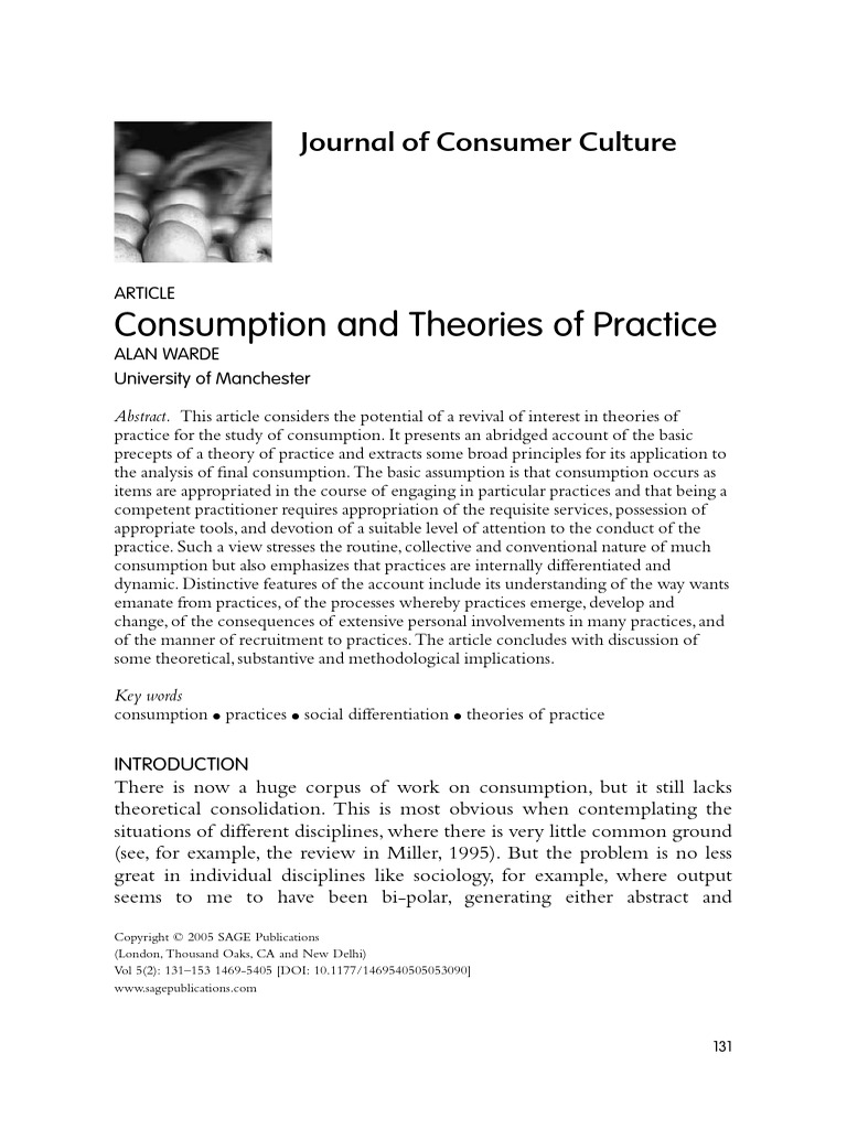 Warde, Alan. Consumption and Theories of Practice | PDF | Sociology ...